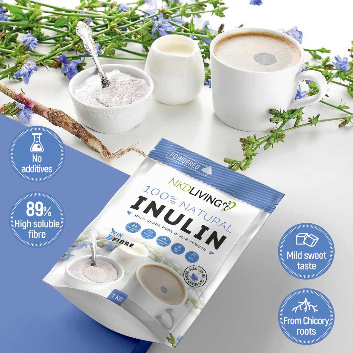 Inulin High Grade Prebiotic Fibre Powder 1kg – NKD Living